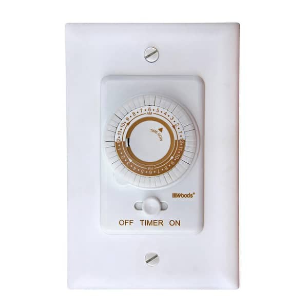 Woods 20-Amp 24-Hour In-Wall Programmable Mechanical Timer, White | eBay