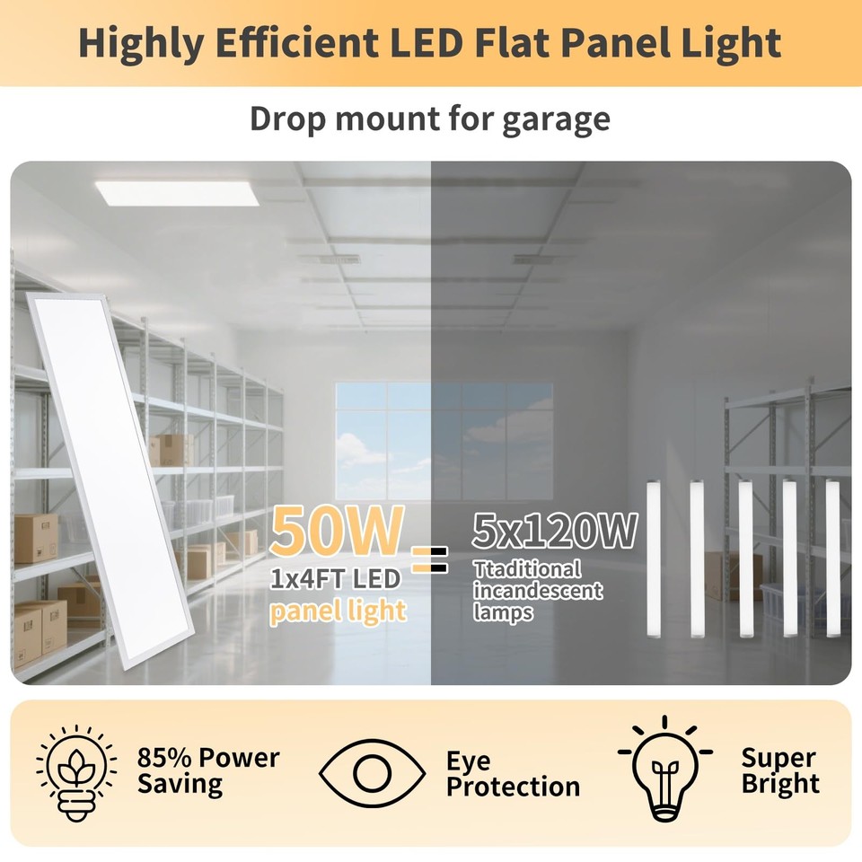 4 Pack 4X1 Led Flat Panel Light,0-10V Dimmable,3000K/4000K/5000K, 30W ...