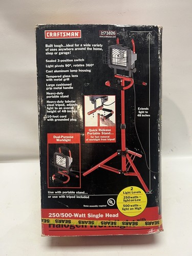 Craftsman Halogen Work Light w/ Tripod 3473826 250W-500W Dual-Purpose ...