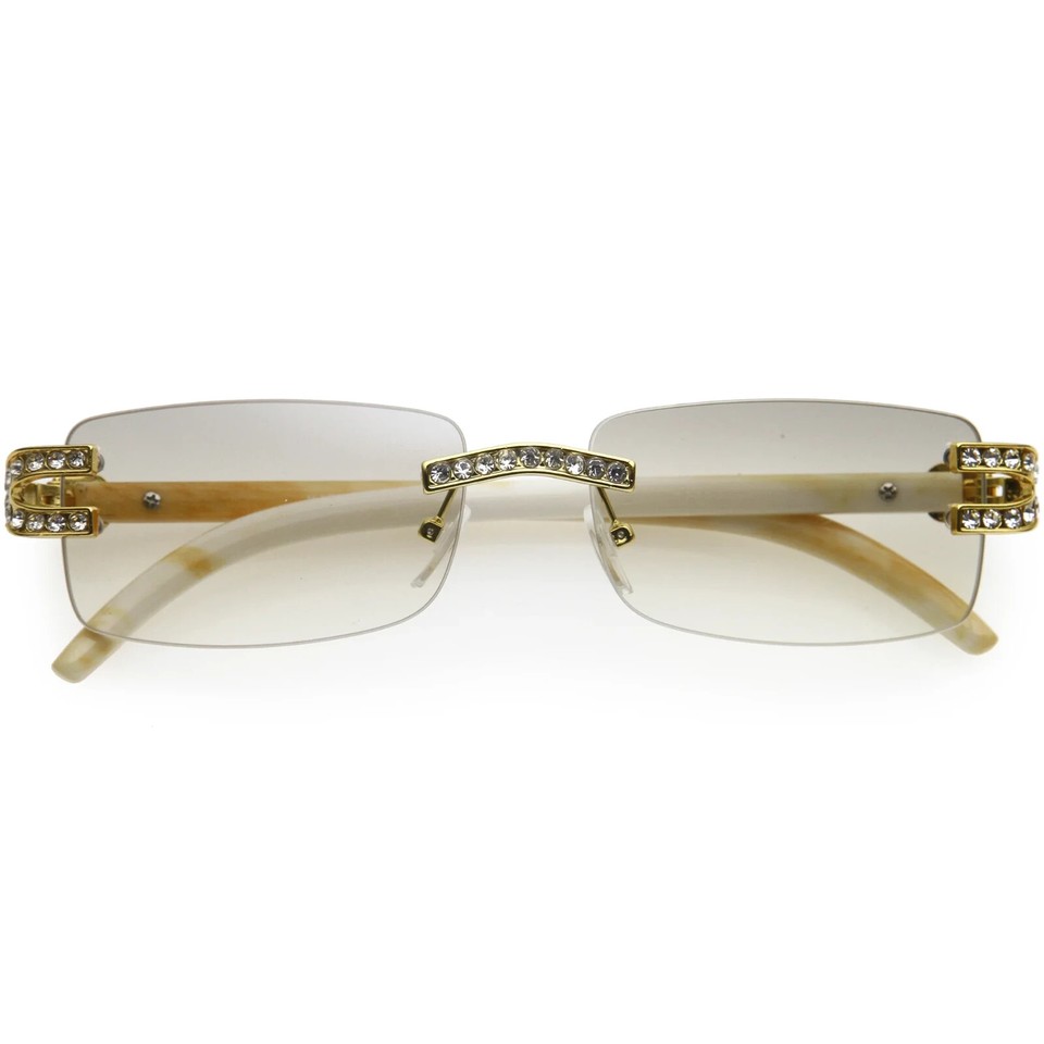 Trendy Sunglasses Brown Lens Framless Rectangular Street Wear Retro ...