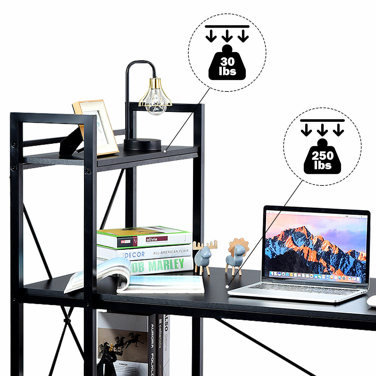 Costway 47.5" Computer Desk Writing Desk Study Table with /4-Tier ...