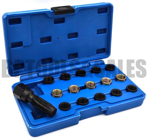 16pc SPARK PLUG THREAD REPAIR RETHREADING TOOL KIT M16 THREADED COIL ...