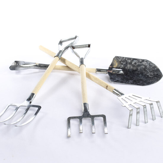 8 Piece Wee Garden Tool Set Made of Metal with Wooden Handles for ...