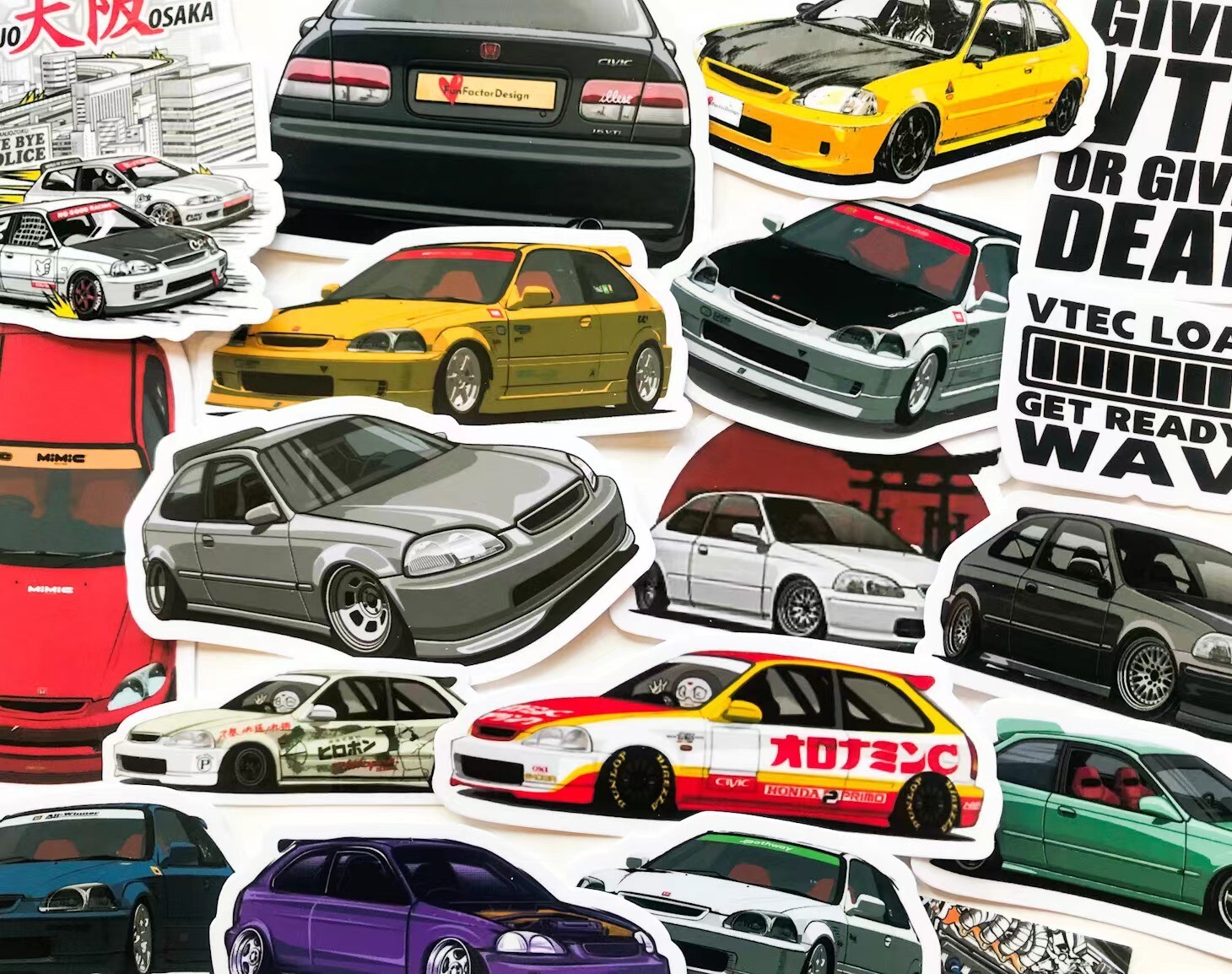 26pc Honda Civic EK VTI SIR Vinyl Stickers EK9 EK4 for JDM Honda civic ...