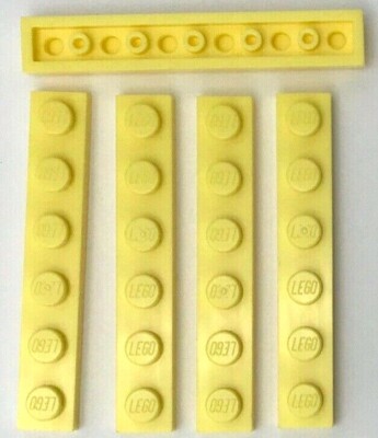 Lego 5 New Bright Light Yellow Plate 1 x 6 Stud Pieces | eBay