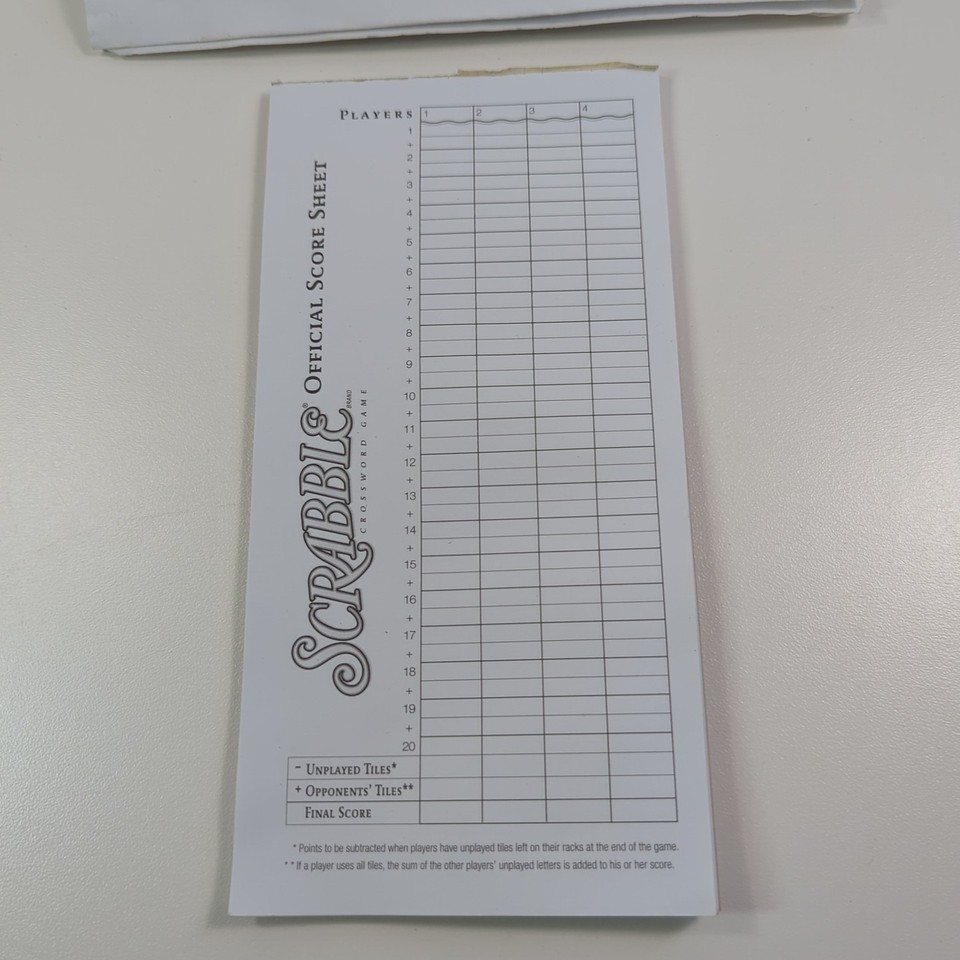 Scrabble Folio Edition Travel Instructions And Official Score Pad 2001 ...