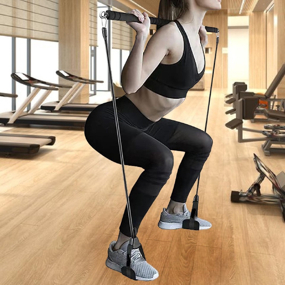 Resistance Band Bar Only Workout Bar Attachment 3 Sections Pilates Bar ...