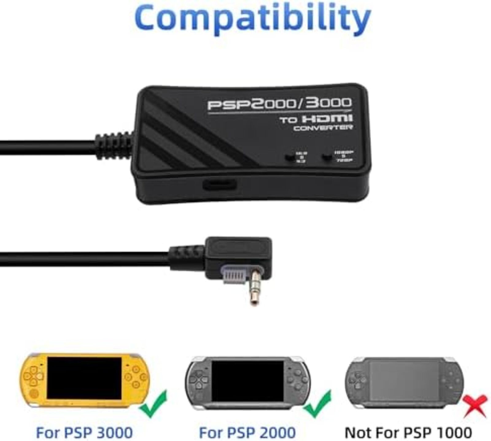 Mcbazel HDMI Converter for PSP 3M Length Compatible with 2000/3000 ...