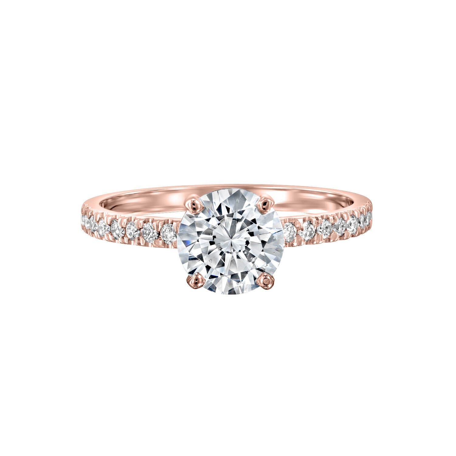 4.40 CT F/SI1 Classic Round Cut Diamond Engagement Ring 14K White Gold ...