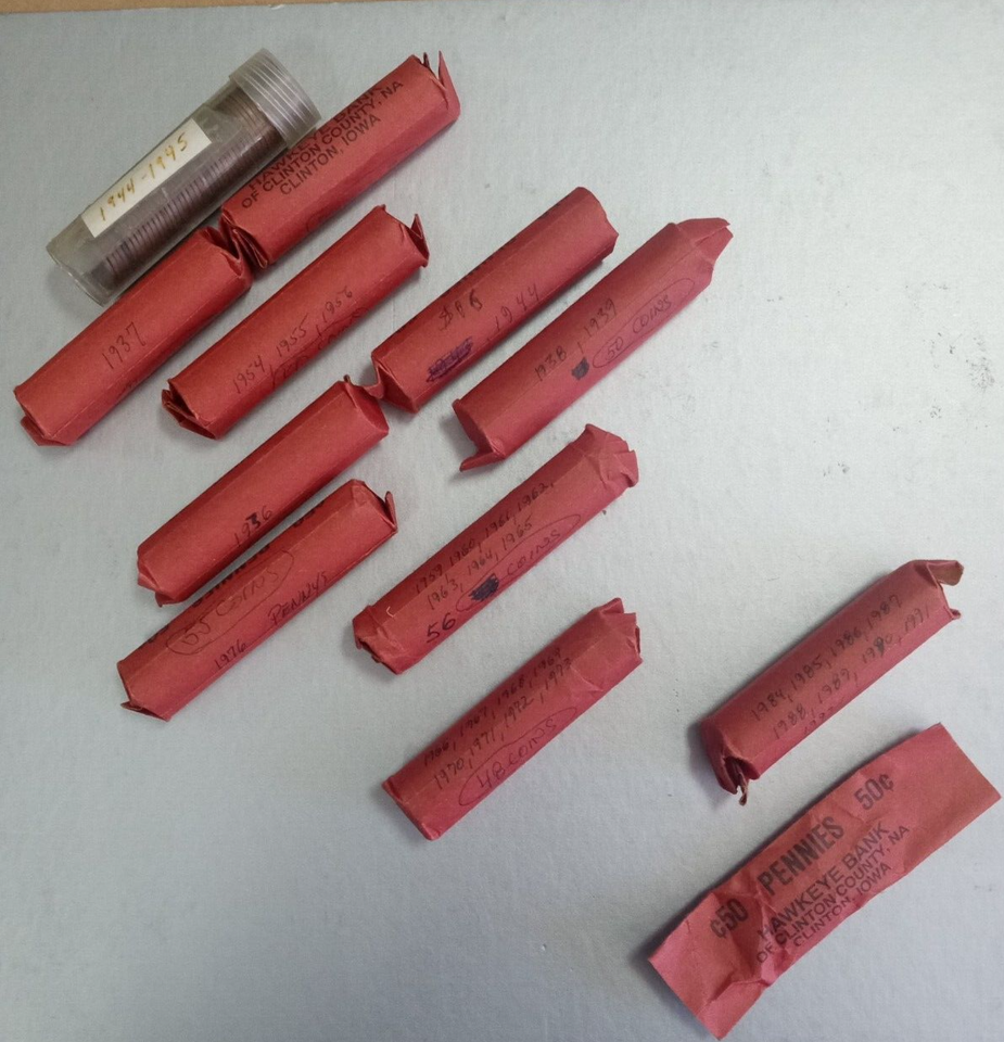 Lot Of 10 Wheat Penny Rolls, Unsearched Bank Rolls ⭐ Find Wheat ...