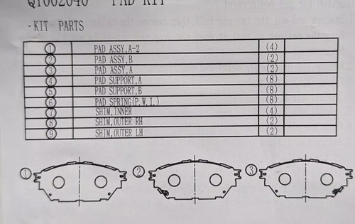 QY002040 Mitsubishi Fuso Canter Genuine Mitsubishi Disc Brake Pad Kit 8 ...