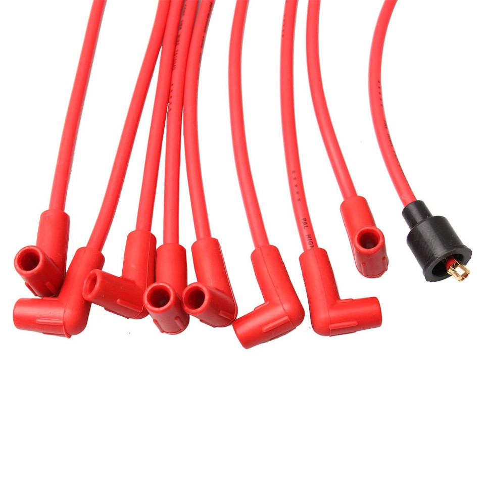 4041 8mm Universal Spark Plug Wire Set w/ Red Silicone Jacket & 90 ...