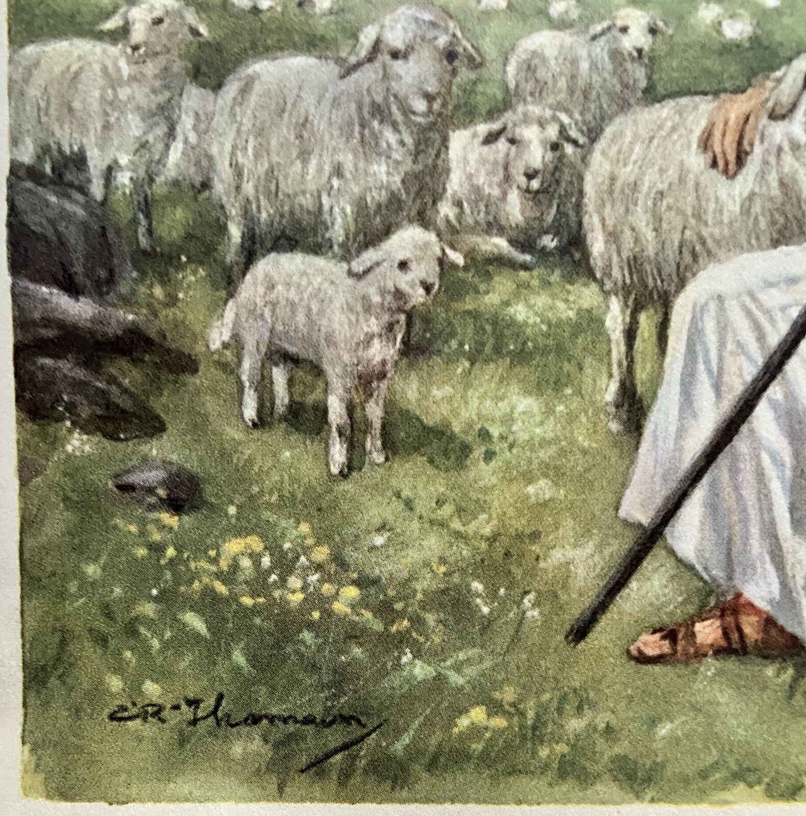 Vintage 1950s Artist Charles R. Thomson Christmas Shepherd Greeting ...