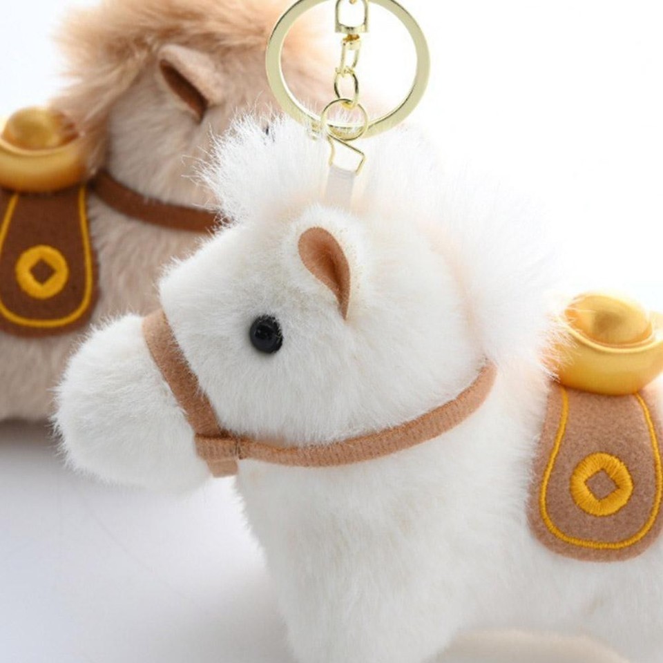 Cute Plush Cartoon Yuanbao Pony Keychain Pendant Kawaii Horse Year Key ...