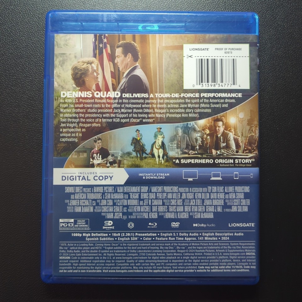 REAGAN (Blu-Ray + DVD) No Digital, Dennis Quaid | eBay