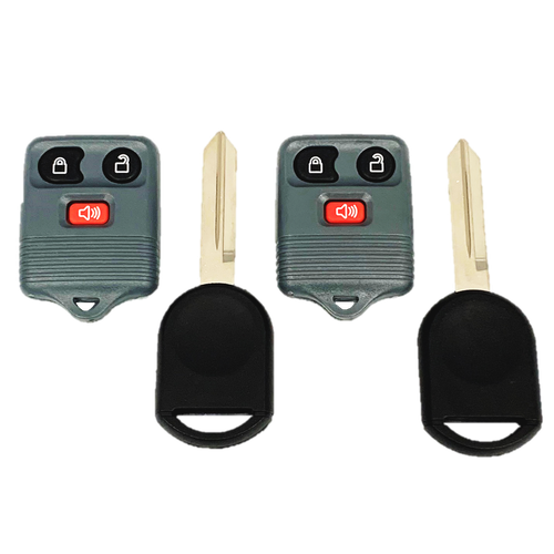 2 Replacement Keyless Remote Fobs + Chip Keys 3 Button For Ford GRAY ...