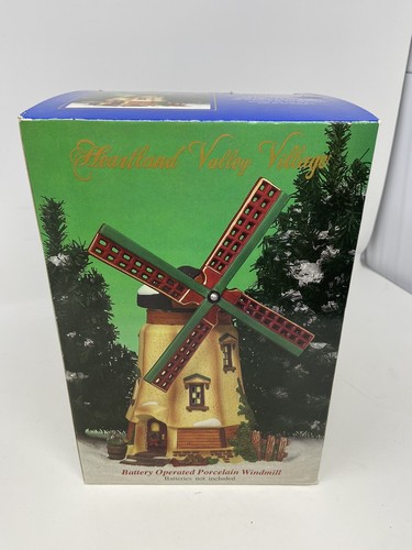 NEW Heartland Valley Village WINDMILL Porcelain Christmas House Battery ...