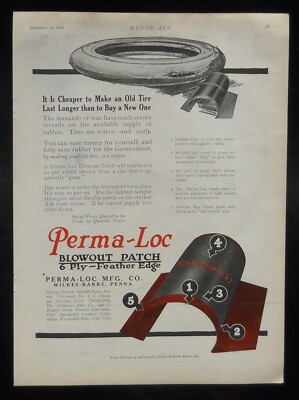 1918 Perma-Loc Blowout Patch Mfg. Co. Ball Bearing Philadelphia Wilkes-Barre PA | eBay