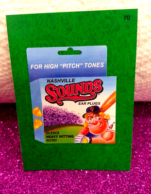 2016 Wacky Packages Baseball Series "NASHVILLE SOUNDS EAR PLUGS"Grass ...