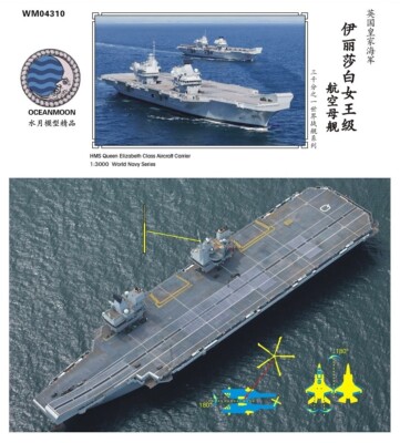 1/3000 WM32006 British aircraft carrier Queen Elizabeth resin model ...