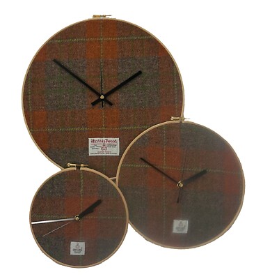 Harris Tweed Wall Clock Harris Tweed Faced Clocks - VARIOUS Sizes Rust ...