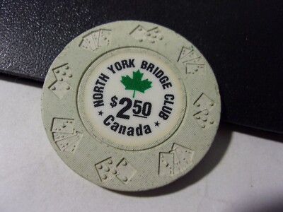 NORTH YORK BRIDGE CLUB CASINO $2.50 poker gambling chip - Roaming ...