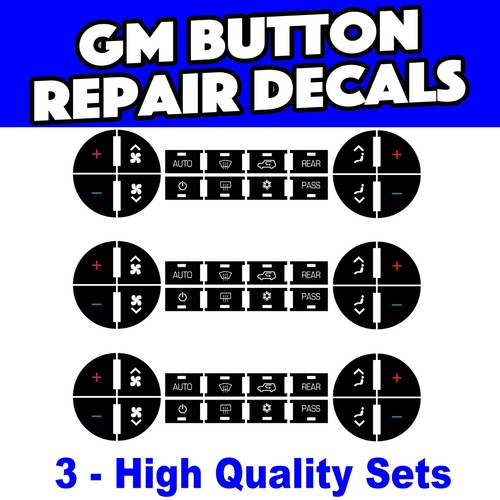 3 GM Button Decals Sierra Silverado Escalade Yukon Climate Control A/C ...