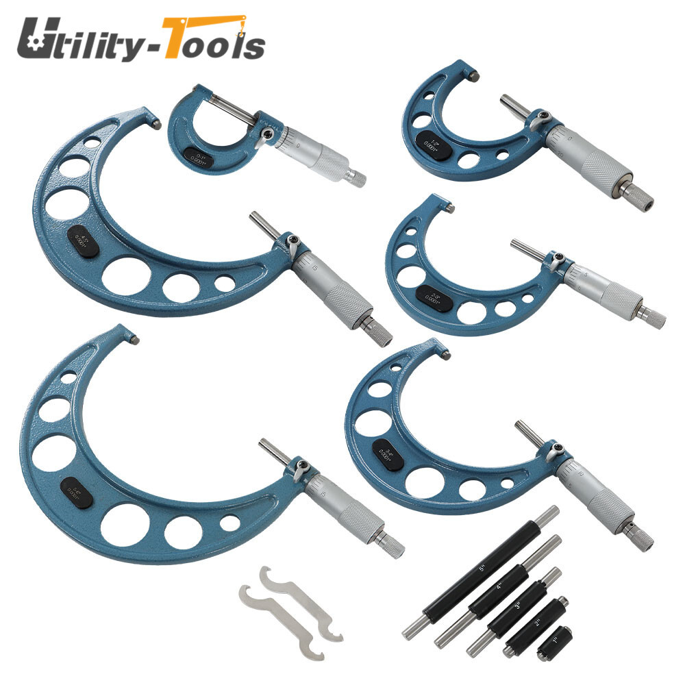 6Pcs 0-6" Precision Outside Micrometer Set 0.0001" Carbide Standards ...