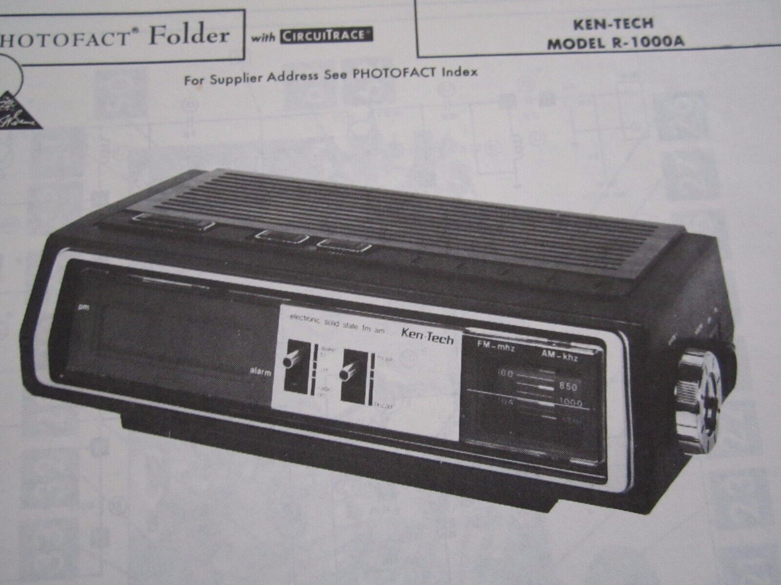 KEN-TECH R-1000A CLOCK RADIO PHOTOFACT | eBay