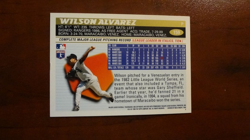 1996 TOPPS # 159 WILSON ALVAREZ BASEBALL CARD | eBay