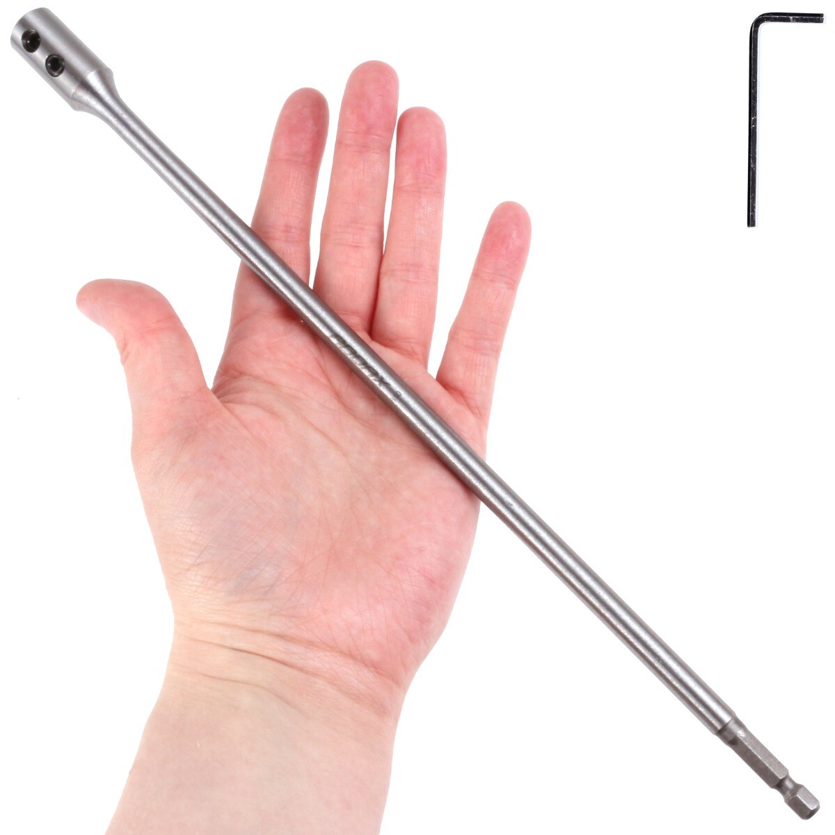 WOOD BIT EXTENSION 300mm FLAT ROD 12"/300mm Hex Shank 1/4" Long Reach ...