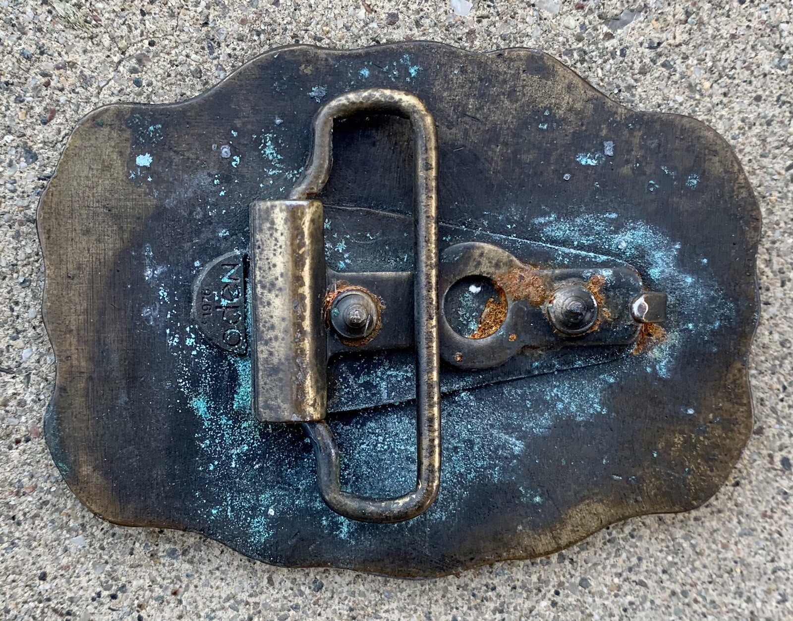 vintage brass belt buckle c 1976 oden with the name S… - Gem