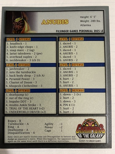 2025 Filsinger Games Champions of the Galaxy Anubis Foil Game Card ...