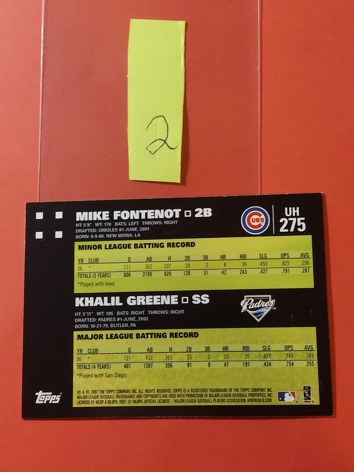 2007 Topps Update #275 Mike Fontenot/Khalil Greene, cd2 | eBay