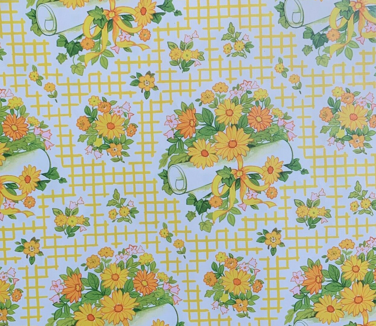 Vintage 1970s Hallmark Graduation Gift Wrapping Paper Yellow Check ...