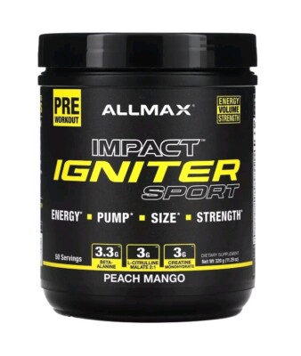 IMPACT™ IGNITER Sport , Pre-Workout, Peach Mango, 11.29 oz (320 g) | eBay