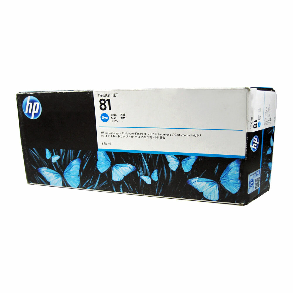 Genuine HP 81 Cyan 680ml Dye Ink C4931A DesignJet 5000 5500 (Retail Box ...