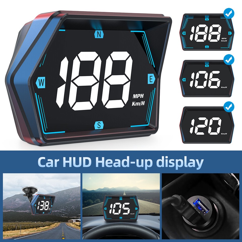 Universal Digital Speedometer GPS Car HUD Head Up Display MPH Overspeed ...