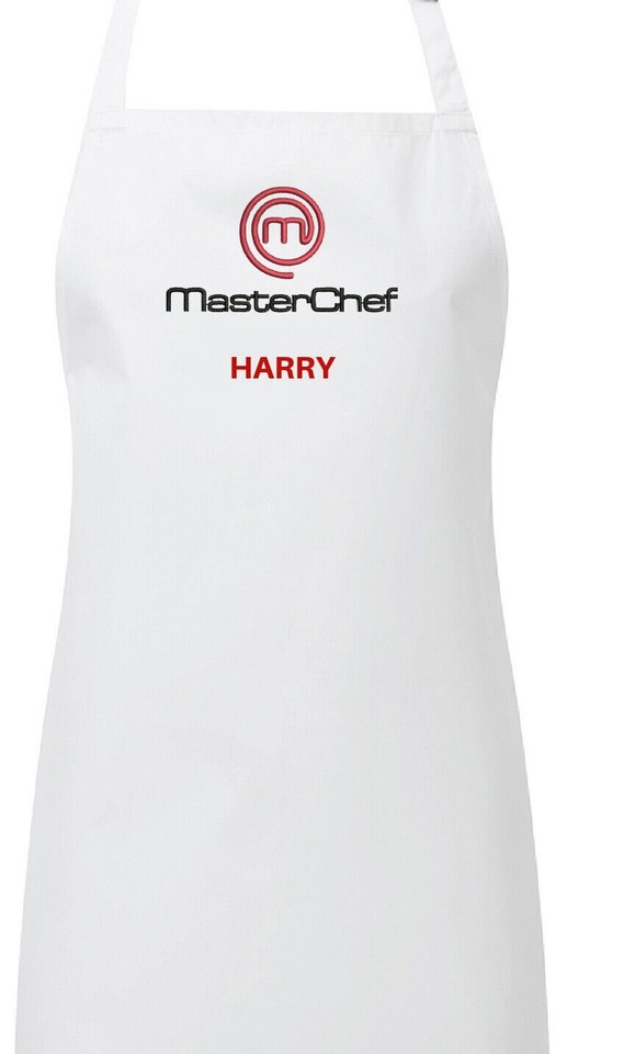 Embroidered Masterchef apron with personalised name embroidered cooking ...
