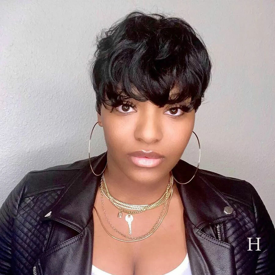 Pixie Cut Human Hair Wigs Short Pixie Wig None Lace Front Wigs Boy Cut ...