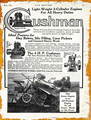 1914 Cushman Engines New Metal Sign: 4 HP Binder Engine, Lincoln ...