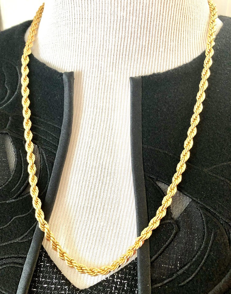 VTG Monet Chunky Twisted Rope Chain Necklace Signed Boho Career Jewelry ...