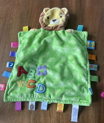 VTG Taggies Blanket Security Lovey Lion ABCD Leaves Green Tags | eBay