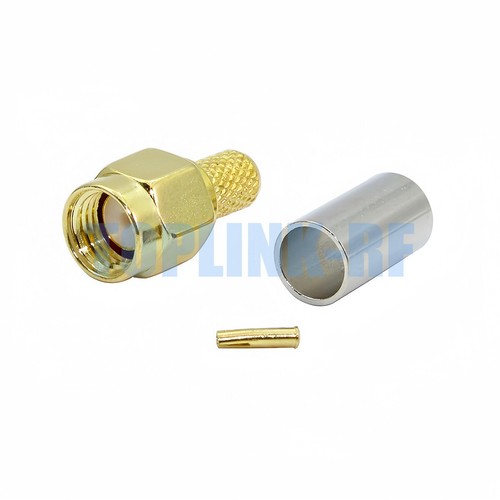 10x RP-SMA Male (Female Pin) Crimp for RG58 RG400 LMR195 RG142 RF Coax ...