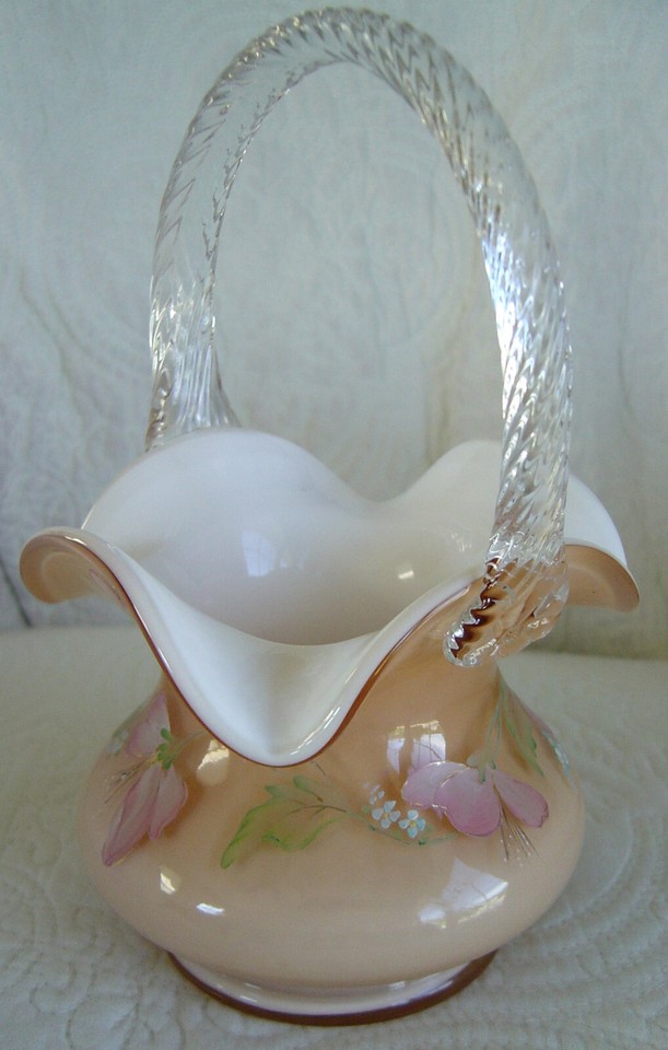 FENTON - QVC Sunset Overlay 8" Basket -HP by Francis Burton -signed ...