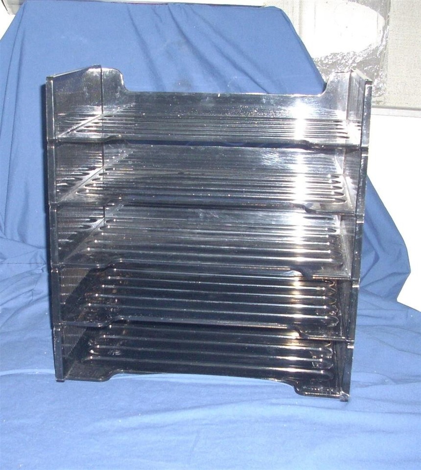 5 Tier Stackable Rubbermaid File Organizer Tray Desk Paper Document ...