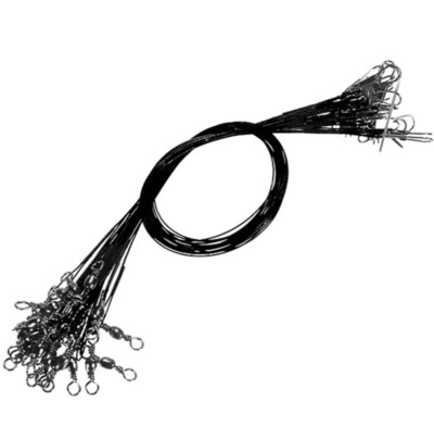10 x Black Wire Fishing Traces Zonker Pike Sea Fishing, 15cm 20cm 25cm ...