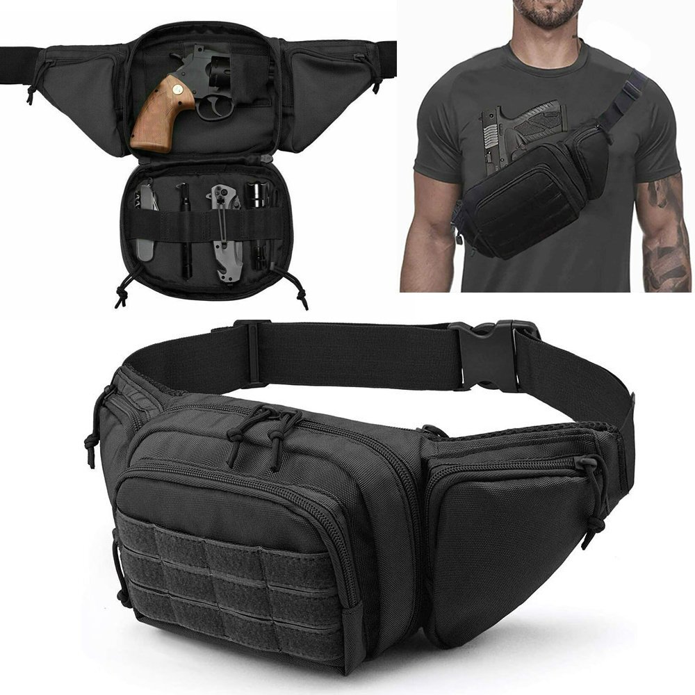 US Tactical Concealed Carry Pistol Fanny Pack Holster Waist Pack Bag ...