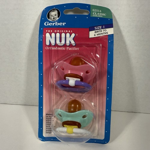 Vintage 1997 Gerber Nuk Orthodontic Pacifiers 2pack Size 1 Birth 6m New ...