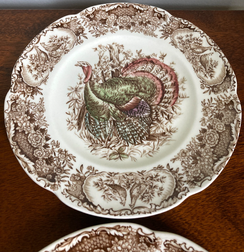 Johnson Brothers Wild Turkeys Native American 8" Salad Plates - Set of ...